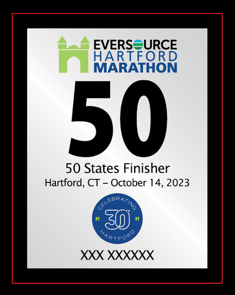50 States Half-Marathon Finisher Plaque – Hartford Marathon Foundation